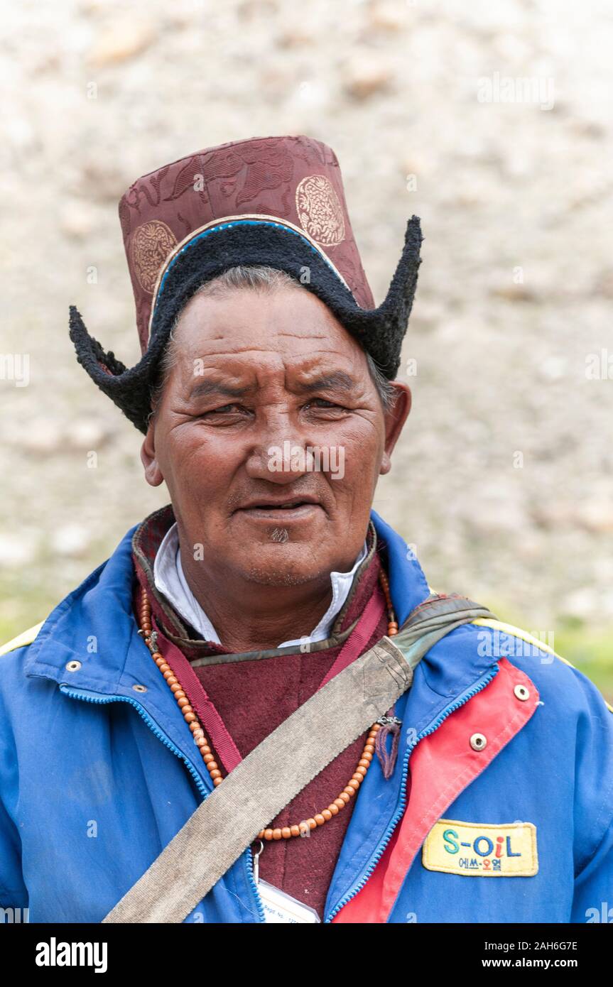 Portrait of a Ladakhi man in Traditional Attire during Ladakhi Festival ...