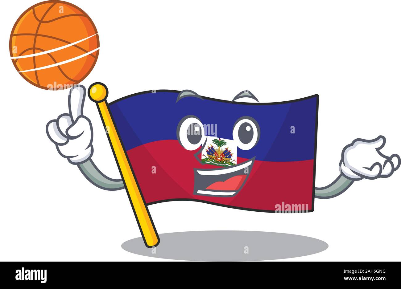 An icon of flag haiti Scroll cartoon character playing basketball Stock ...