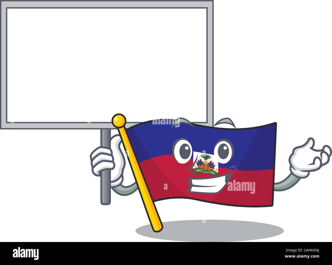 Flag haiti Scroll cute cartoon character bring a board Stock Vector ...