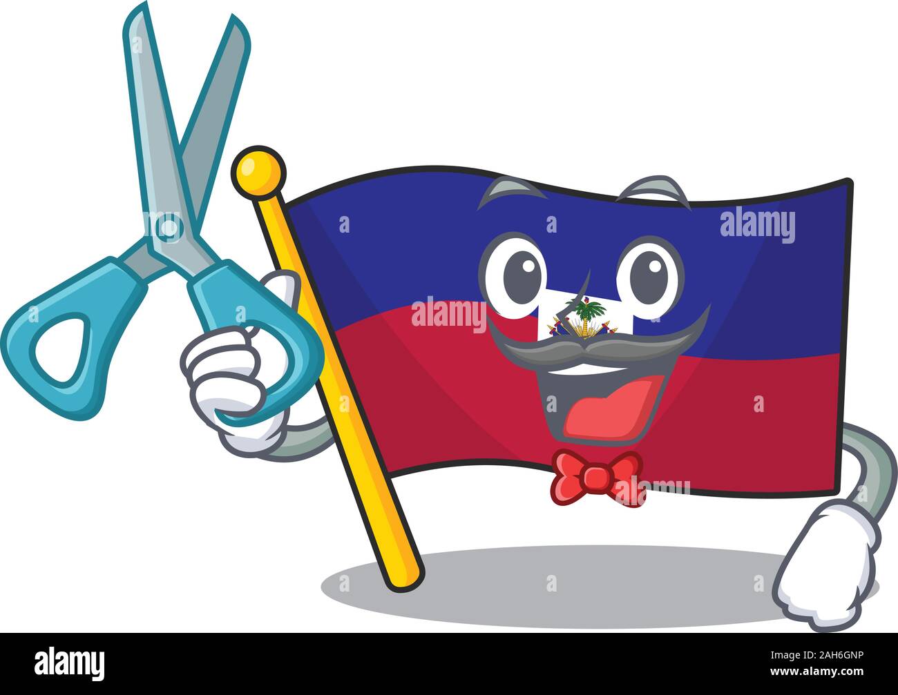 Funny Barber flag haiti Scroll cartoon character design style Stock ...
