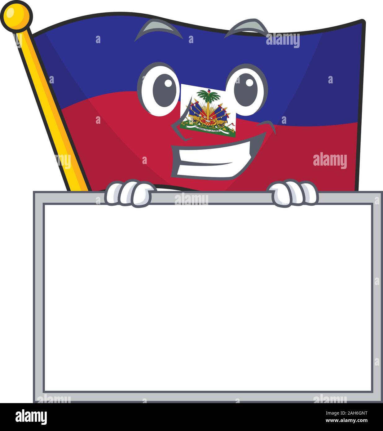 Flag haiti Scroll cartoon character style grinning with board Stock ...