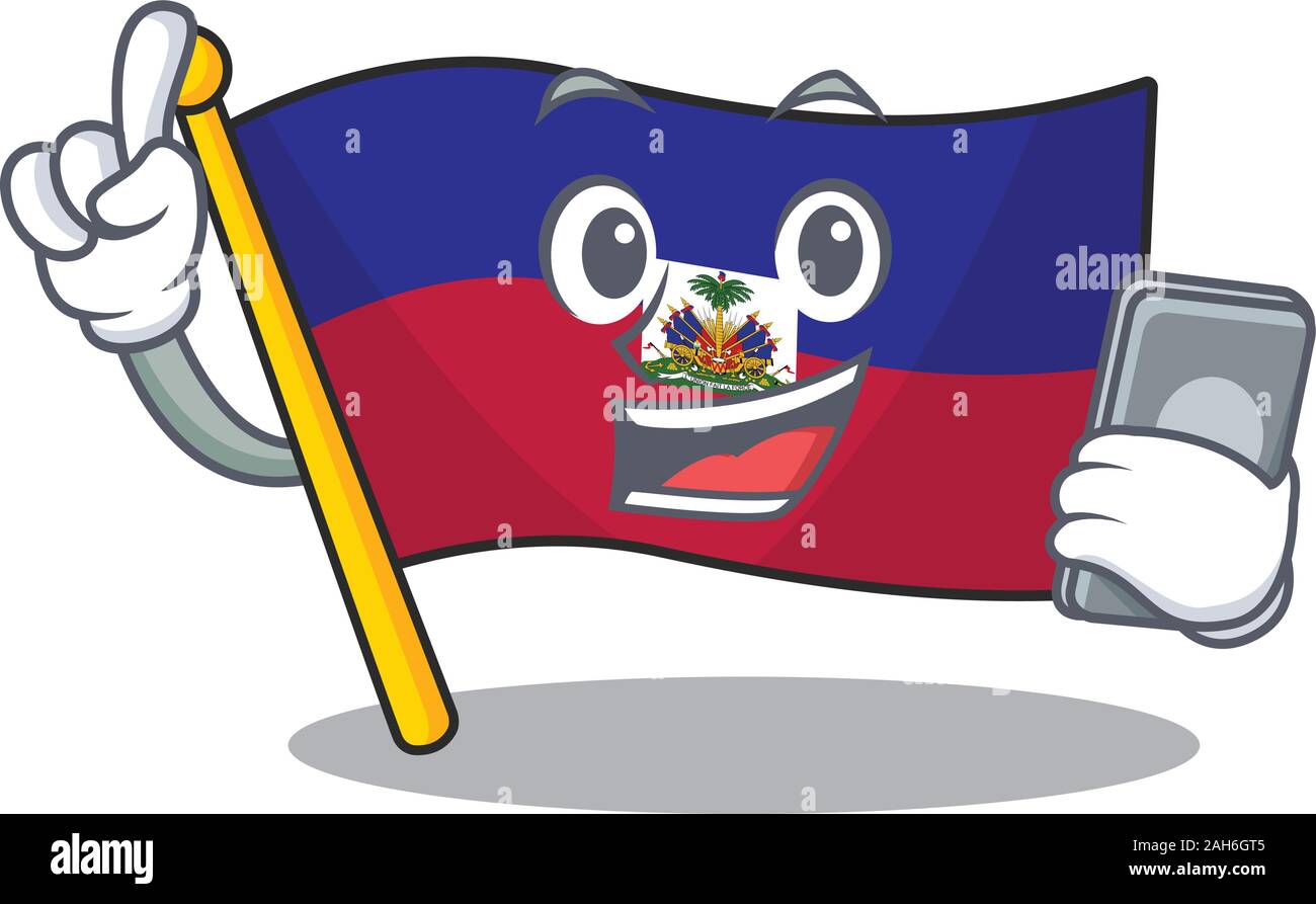 cartoon character of flag haiti Scroll speaking with phone Stock Vector ...