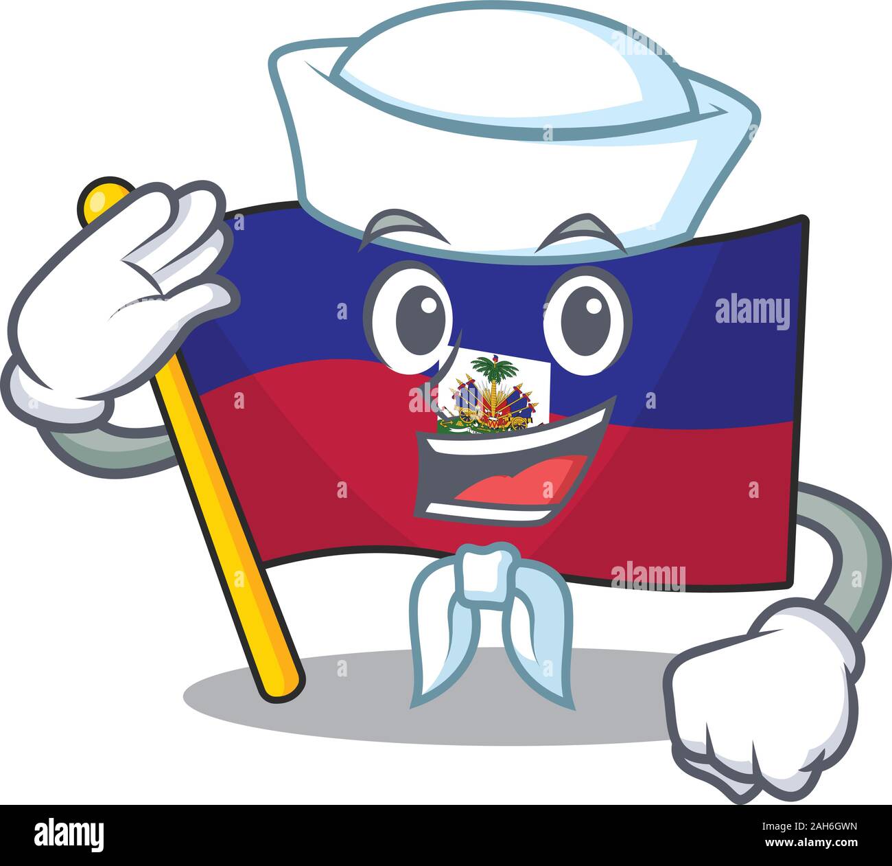 An icon of flag haiti Scroll Sailor cartoon character wearing hat Stock ...