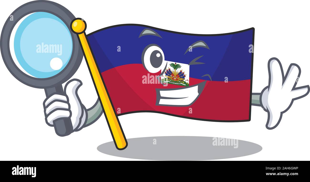 Smart flag haiti Scroll Detective cartoon character design Stock Vector ...