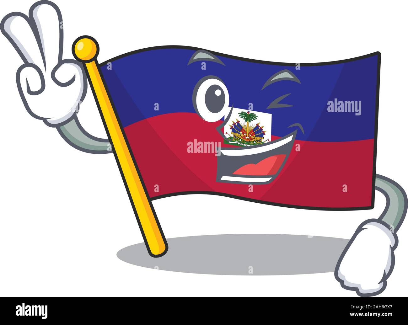 Funny flag haiti Scroll cartoon Character with two fingers Stock Vector ...
