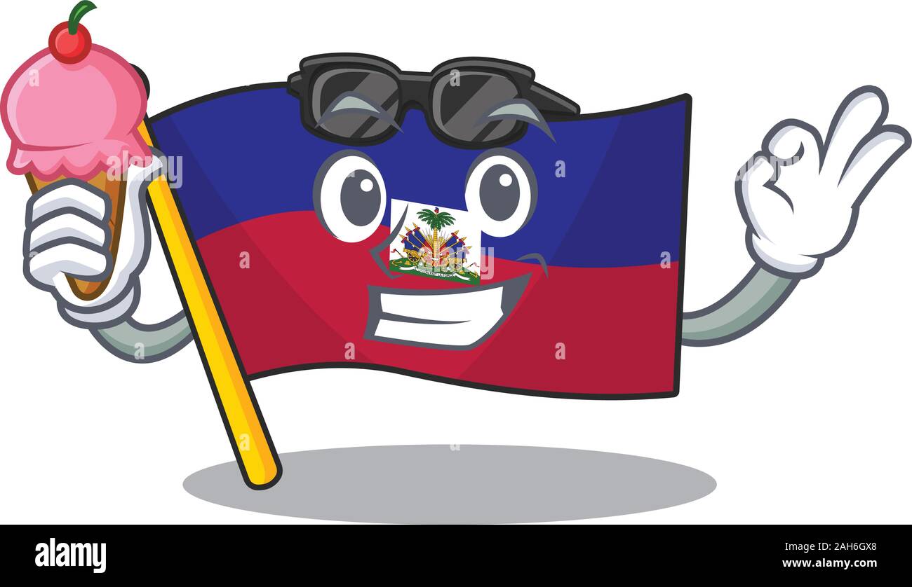 Happy cartoon of flag haiti Scroll with ice cream Stock Vector Image ...