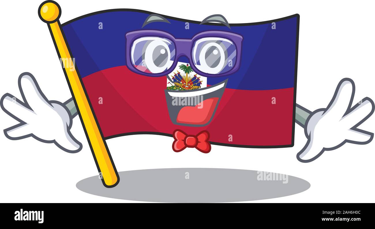 Super Funny Geek flag haiti Scroll cartoon character design Stock ...