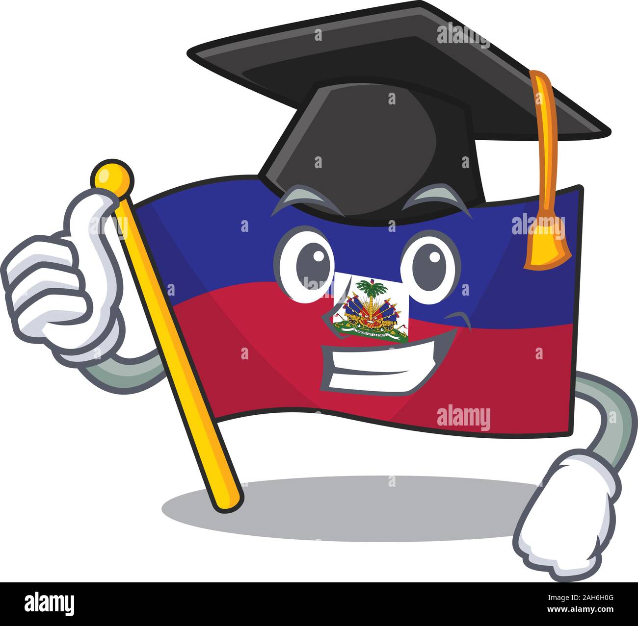 happy flag haiti Scroll wearing a black Graduation hat Stock Vector ...