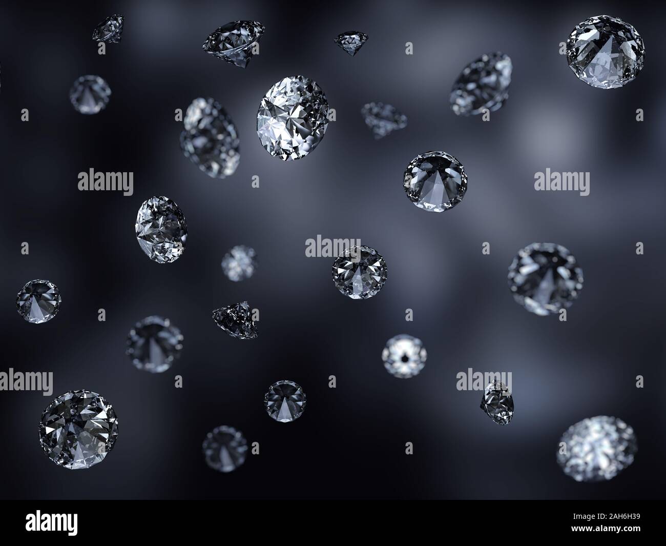 Falling 3D diamonds on black background Stock Photo - Alamy