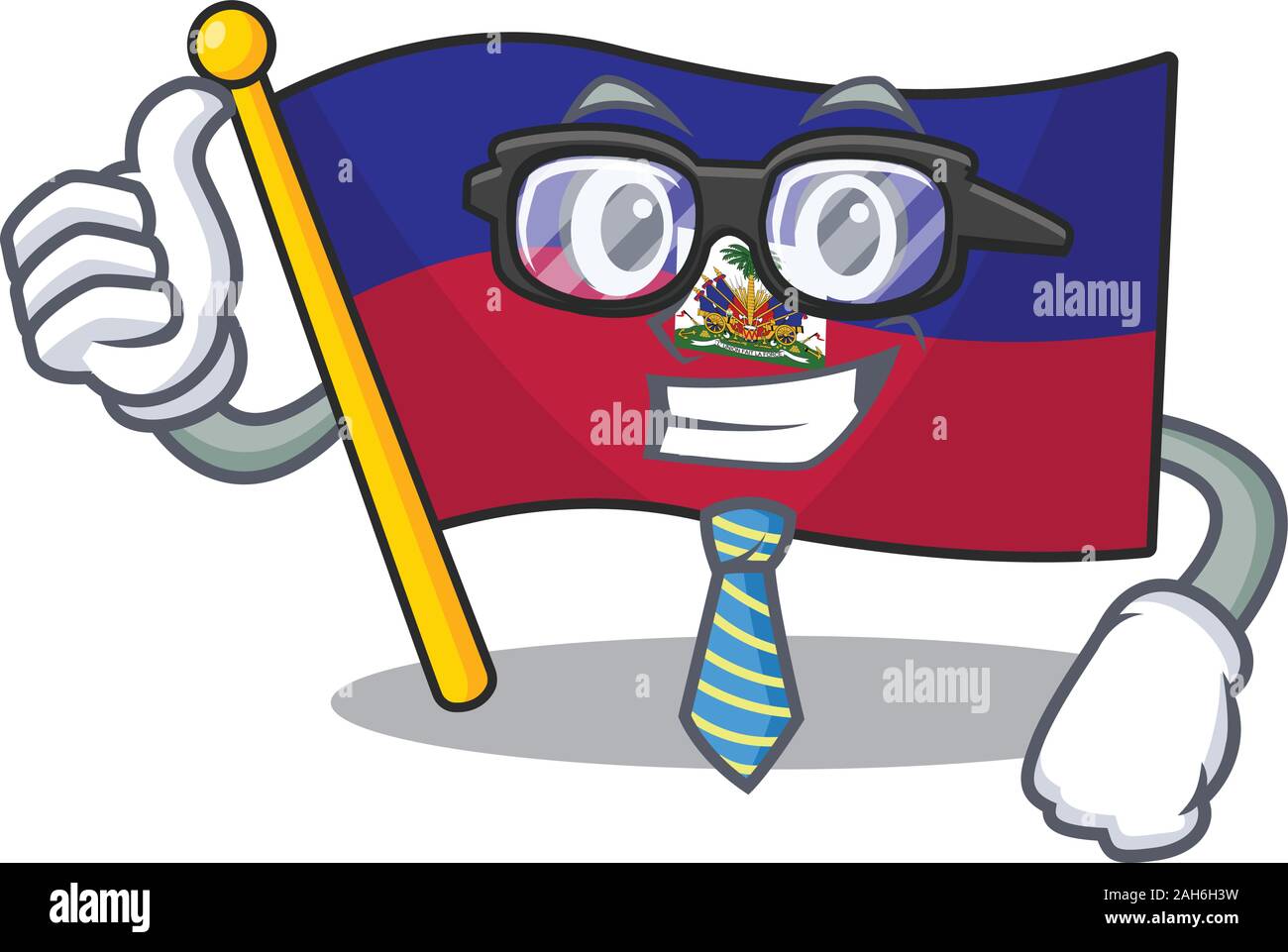 Cool Businessman flag haiti Scroll cartoon character with glasses Stock ...