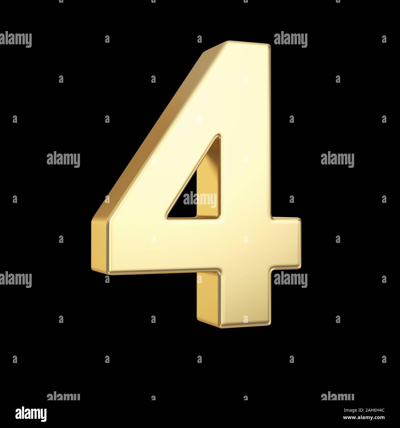 Number four - golden number isolated on black with clipping path Stock ...