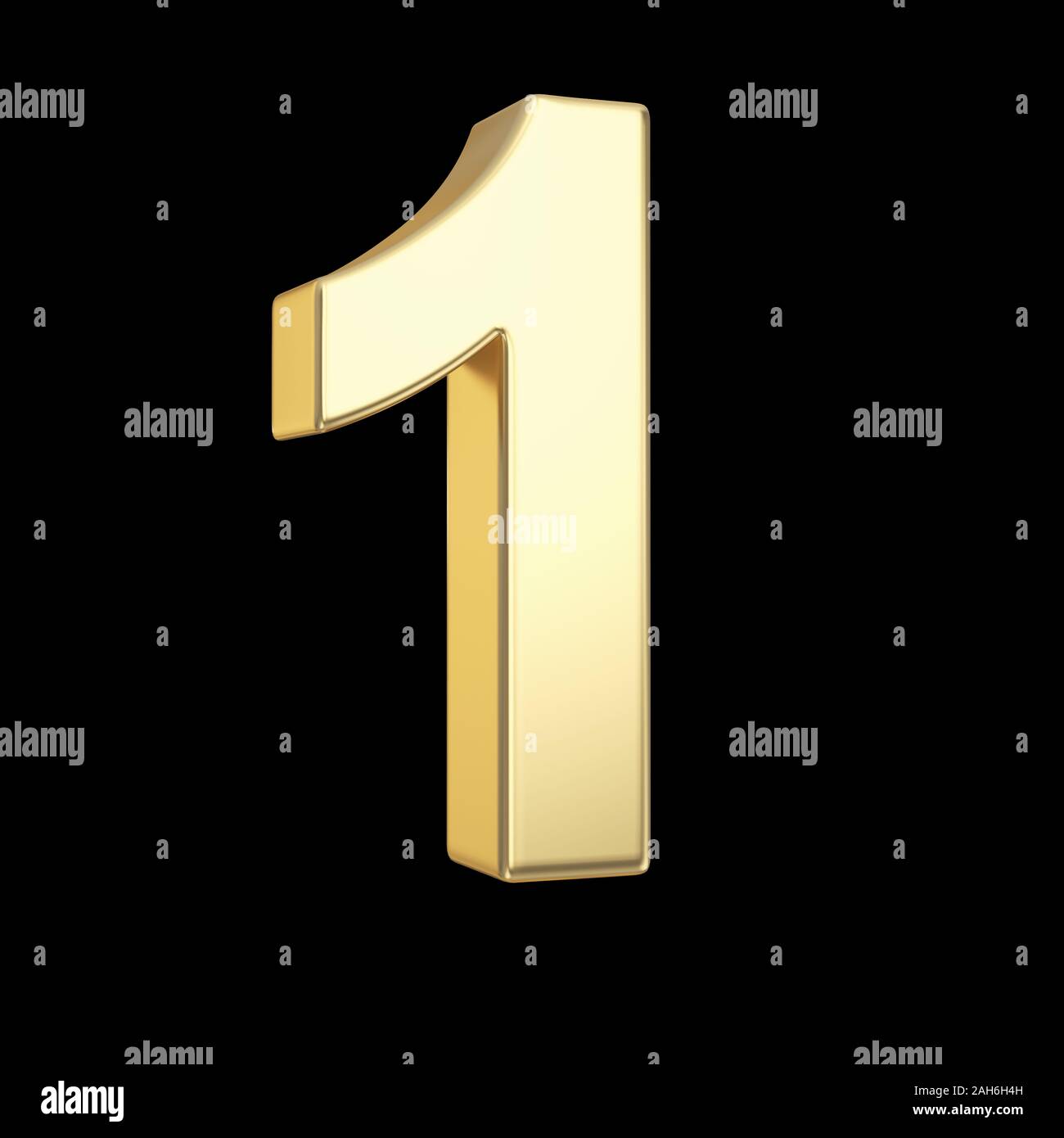 Number one - golden number isolated on black with clipping path Stock ...