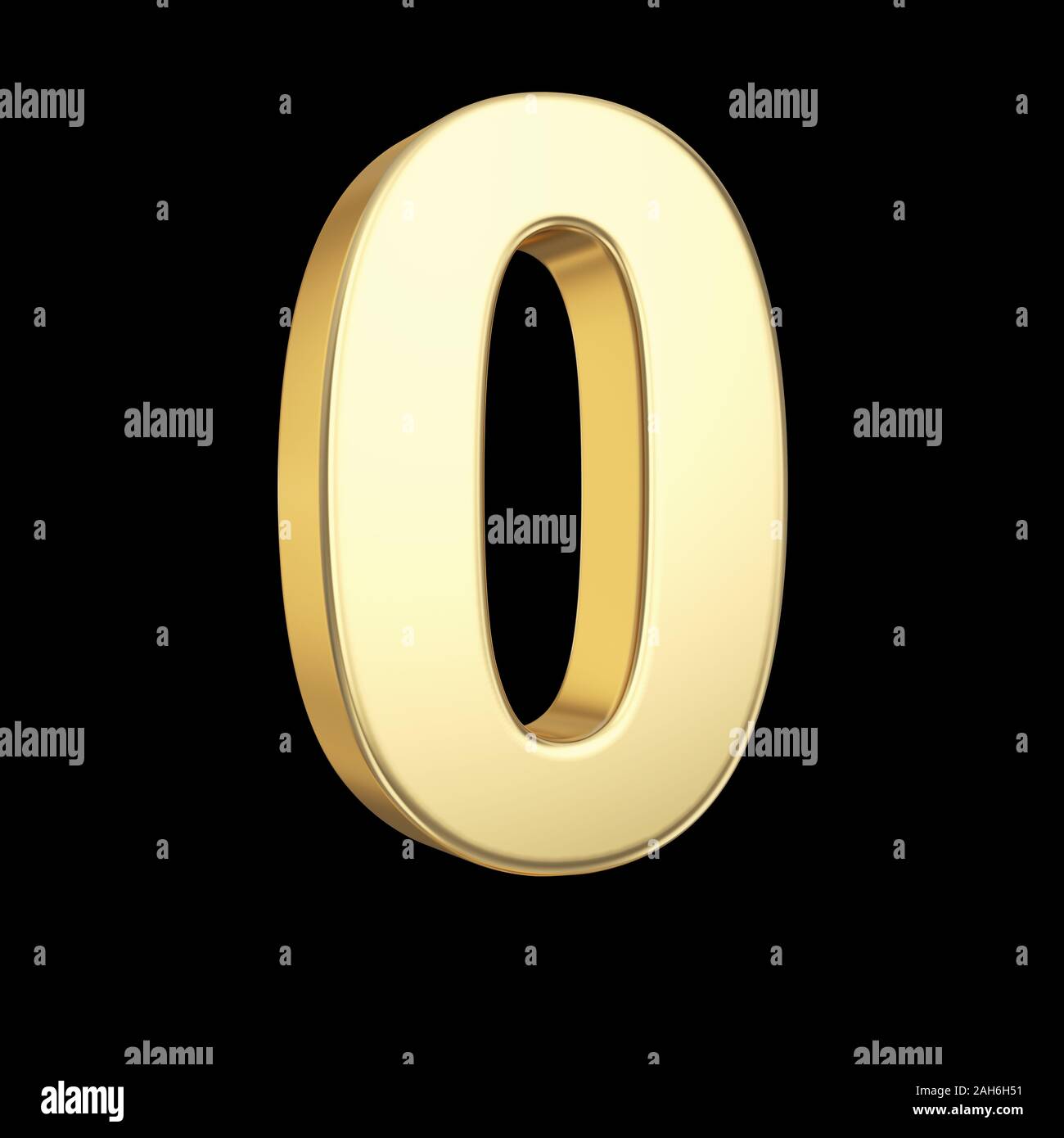 Number zero - - golden number isolated on black with clipping path ...