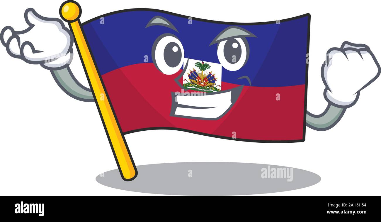 Happy confident Successful flag haiti Scroll cartoon character style ...