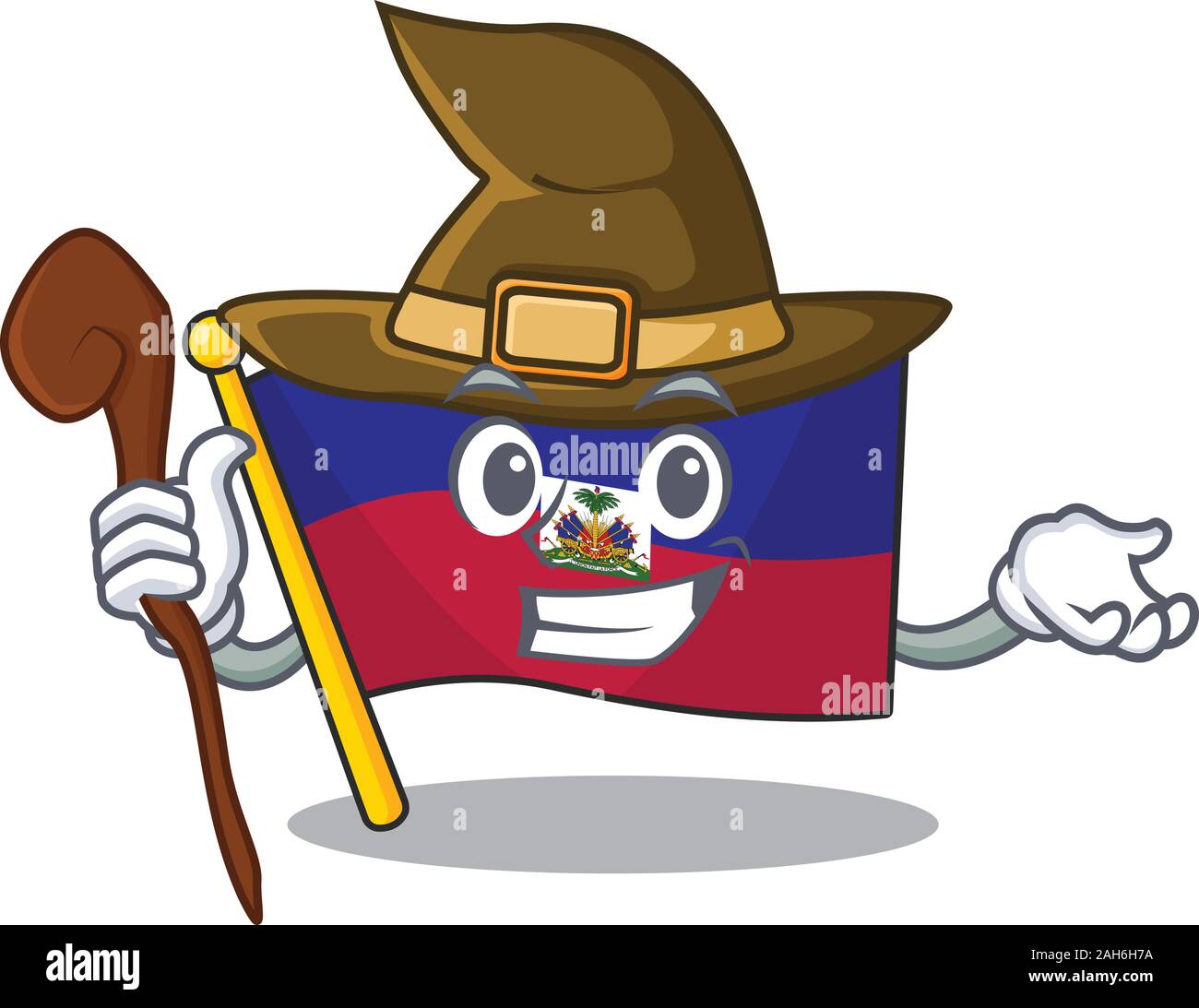 Happy Witch flag haiti Scroll cartoon character design Stock Vector ...