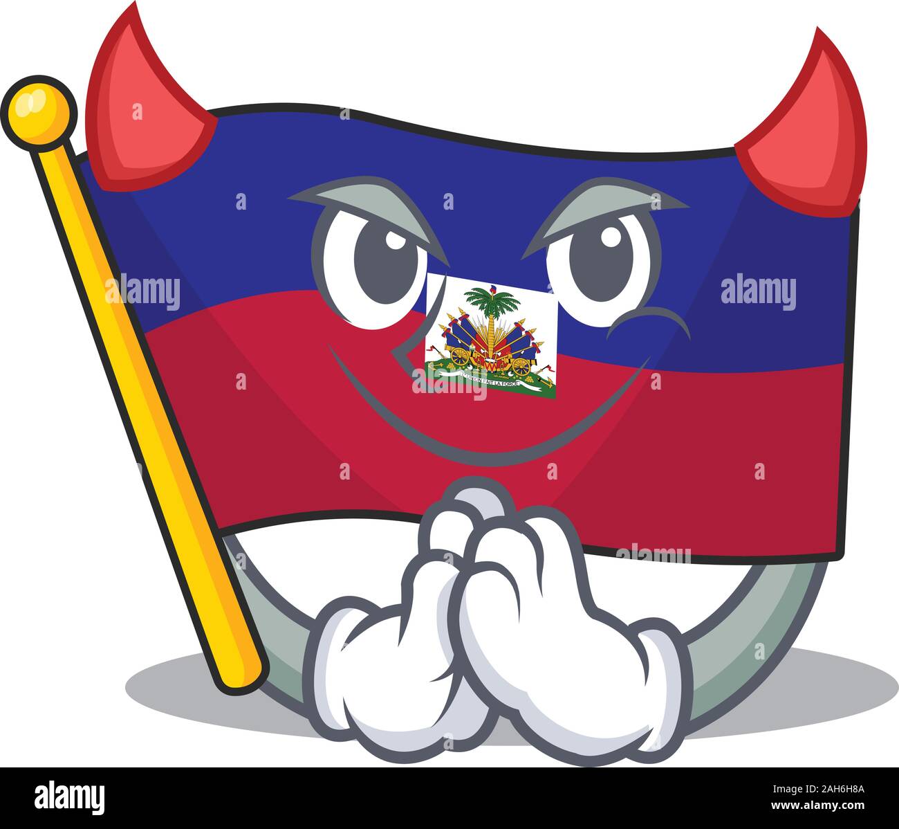 Devil Cartoon character of flag haiti Scroll design Stock Vector Image ...