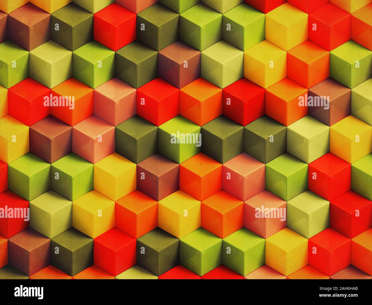 Colorful vintage geometric background - 3D cubes pattern Stock Photo ...
