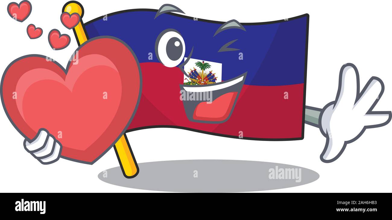 Funny Face flag haiti Scroll cartoon character With heart Stock Vector ...
