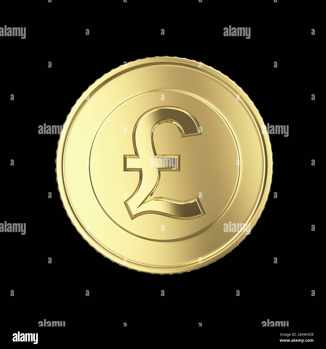 Beautiful golden Pound coin isolated on black with clipping path Stock ...