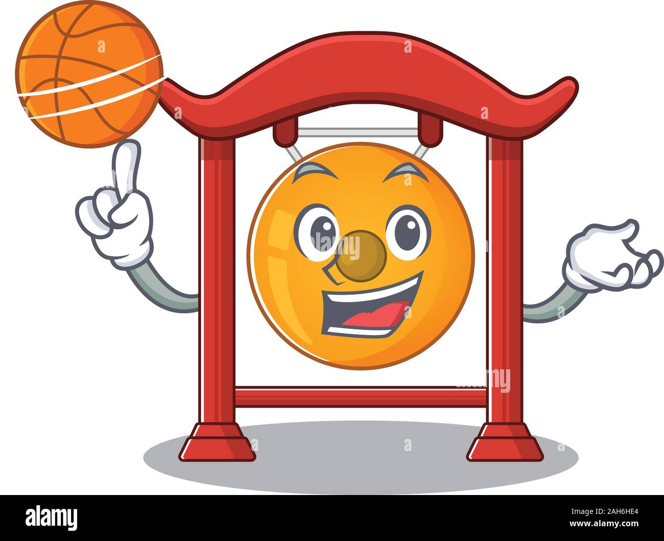 An icon of chinese gong Scroll cartoon character playing basketball ...