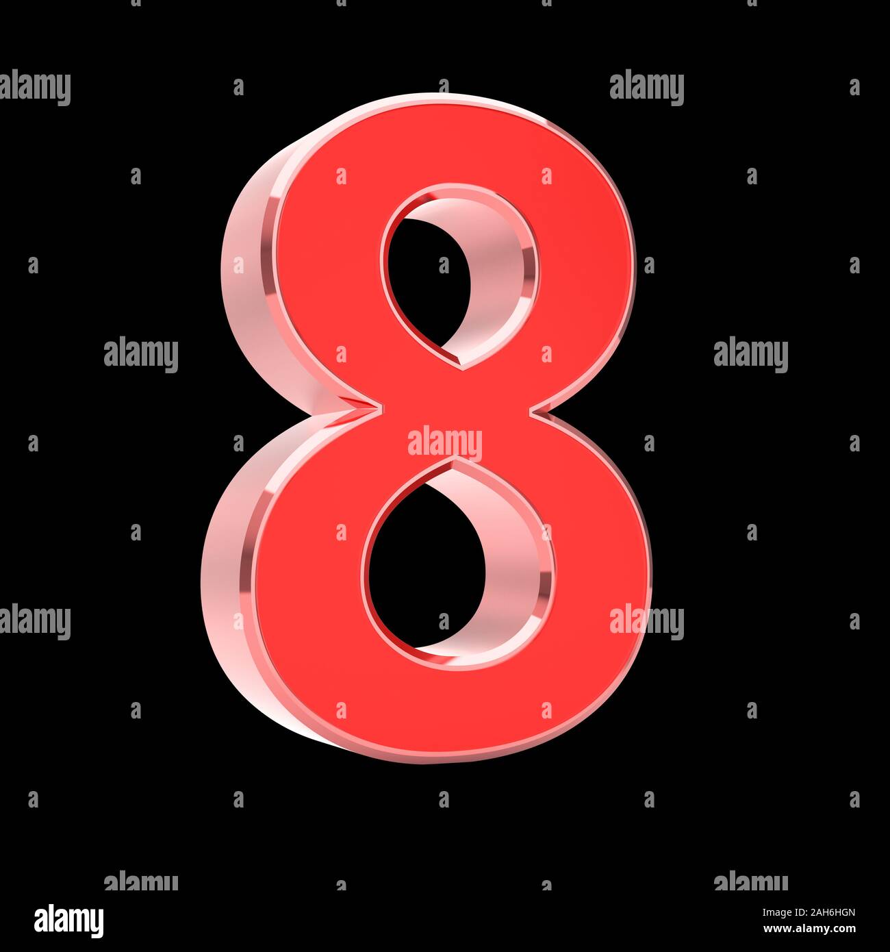 Metal big red 3D number on balck - isolated with clipping path Stock ...