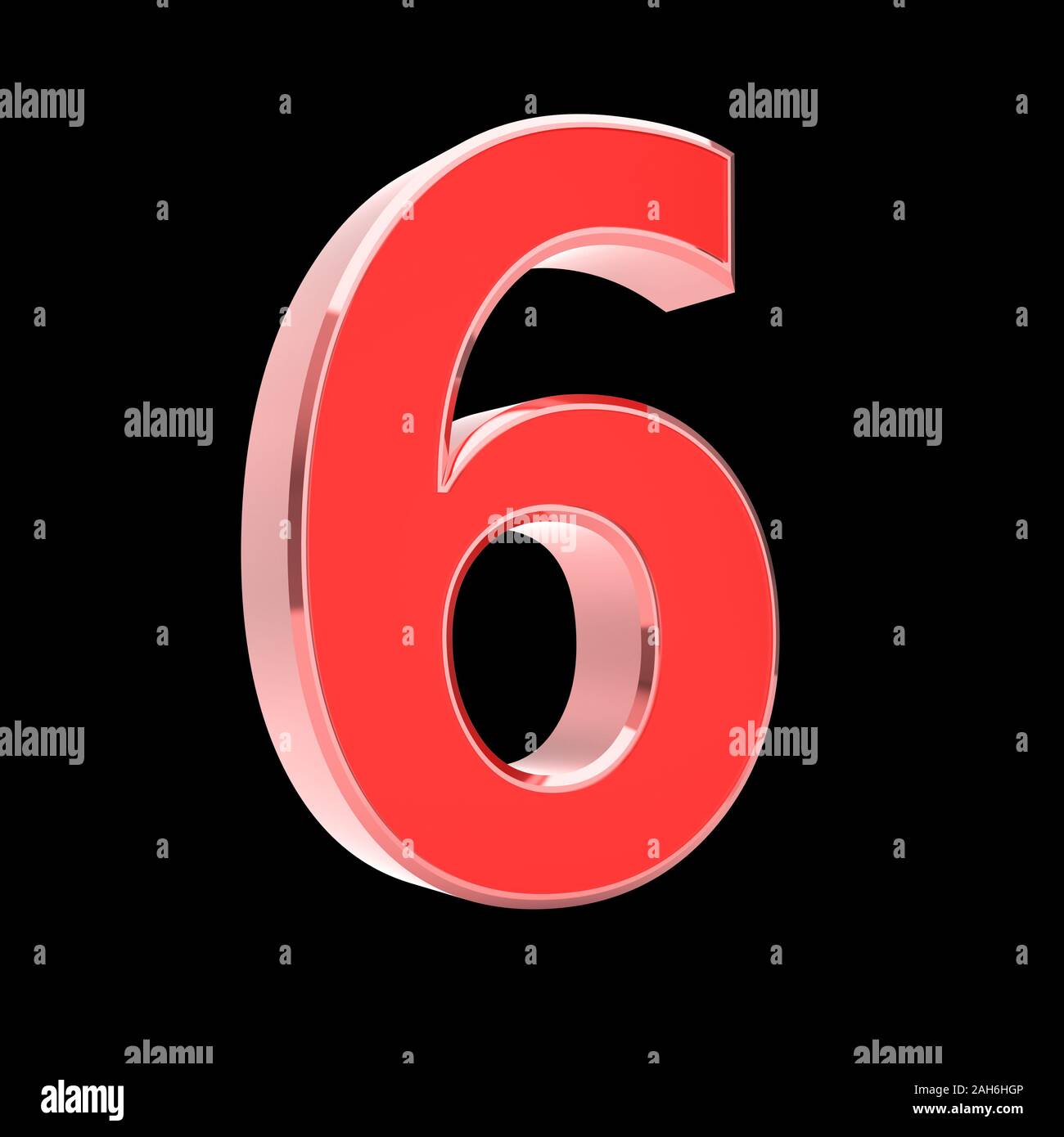 Metal big red 3D number on balck - isolated with clipping path Stock ...