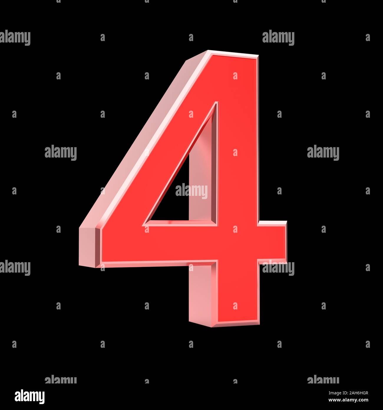 Metal big red 3D number on balck - isolated with clipping path Stock ...