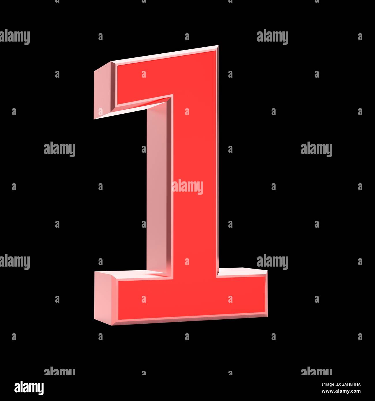 Metal big red 3D number on balck - isolated with clipping path Stock ...