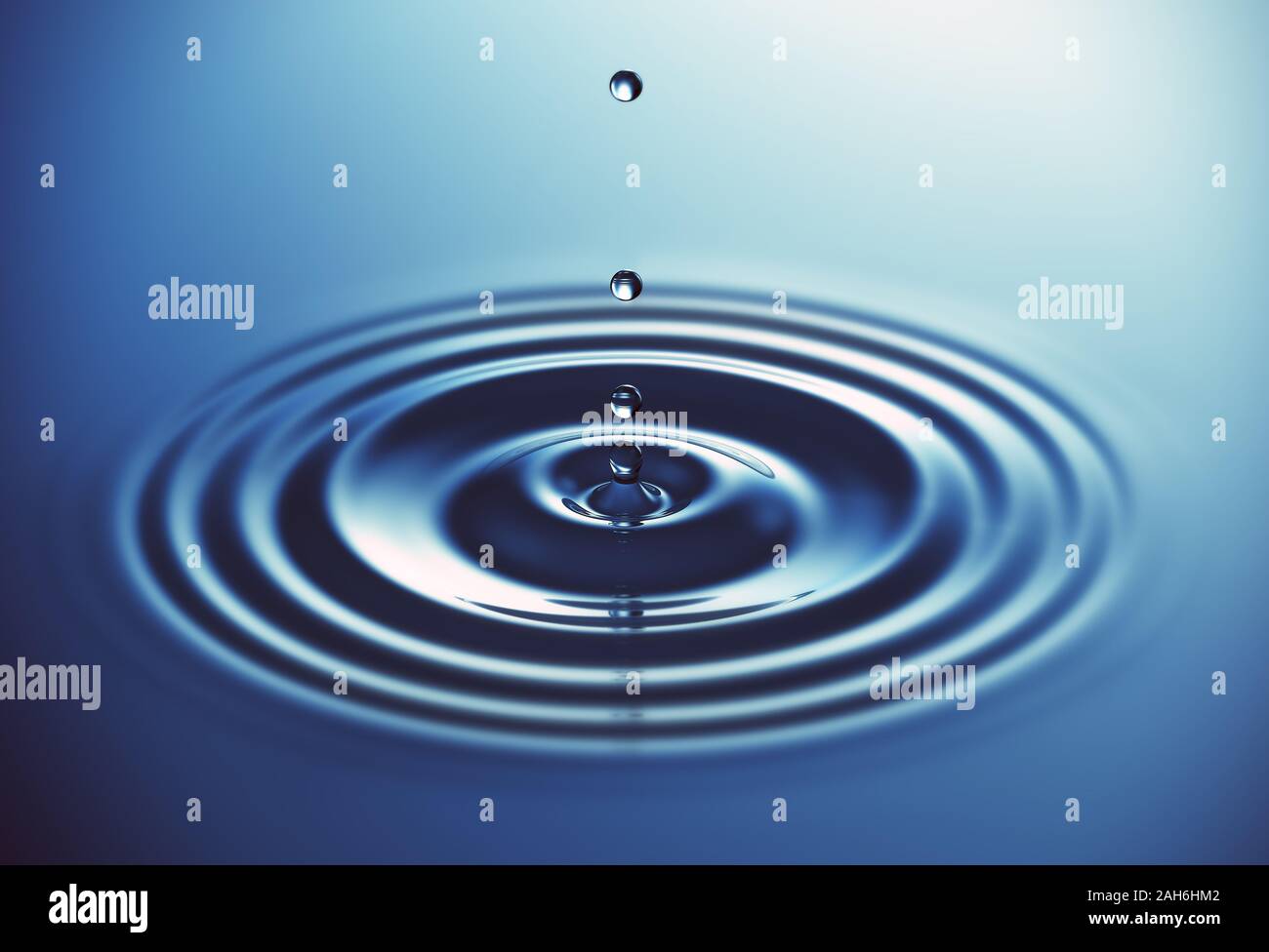 Falling blue water drop splash cg wallpaper Stock Photo - Alamy