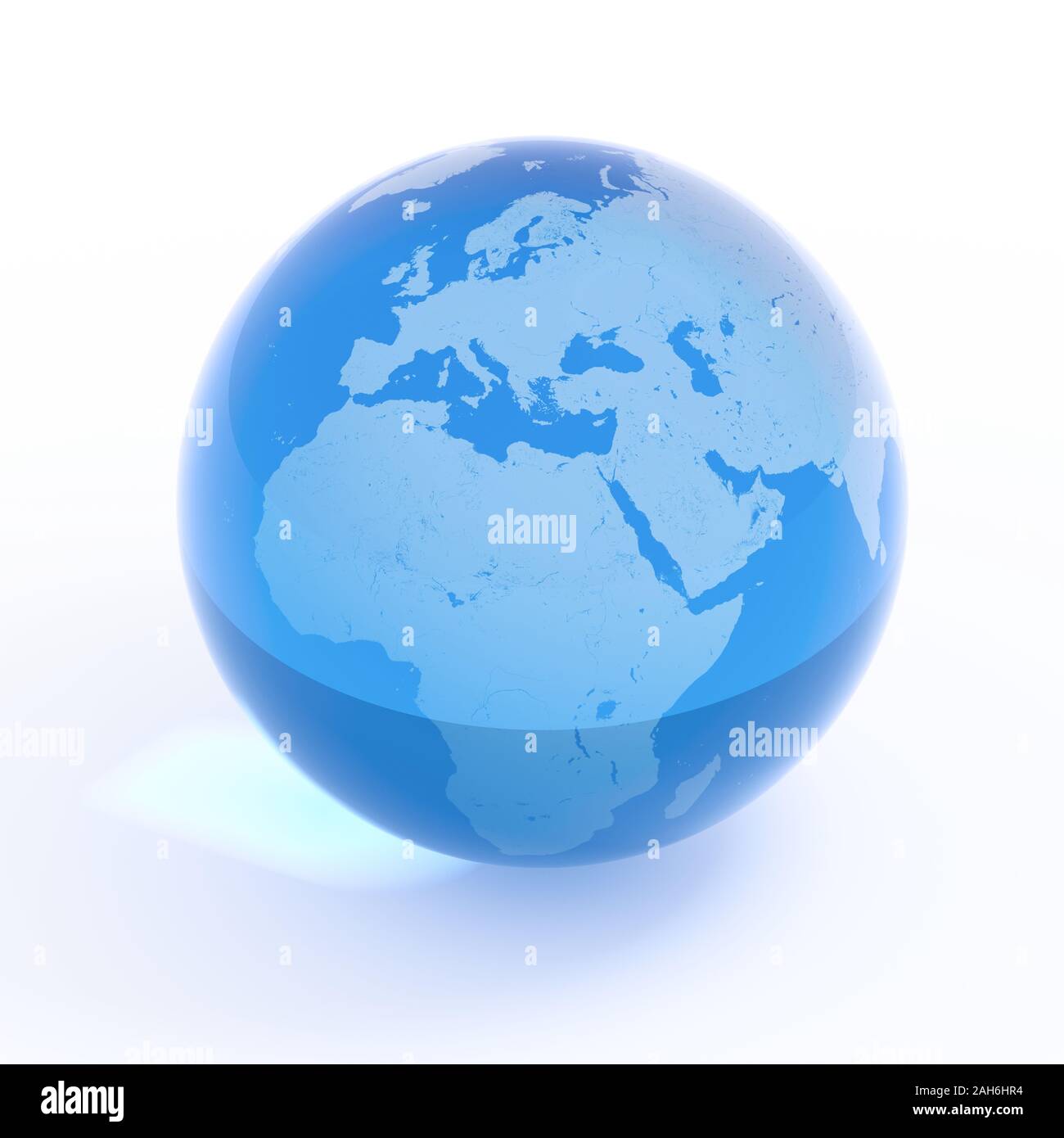 Planet Earth blue water globe isolated with clipping path on white ...