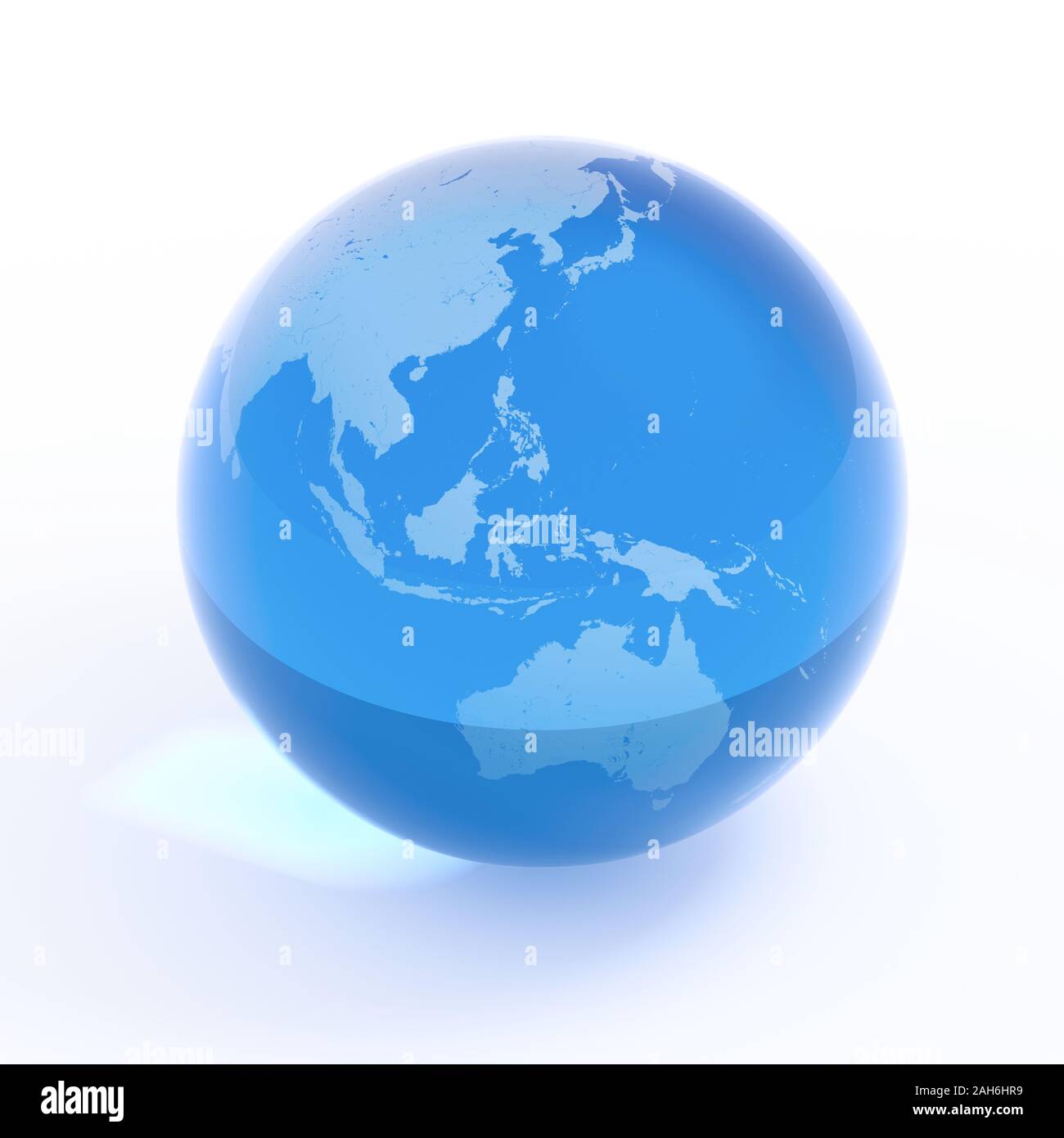 Planet Earth blue water globe isolated with clipping path on white ...