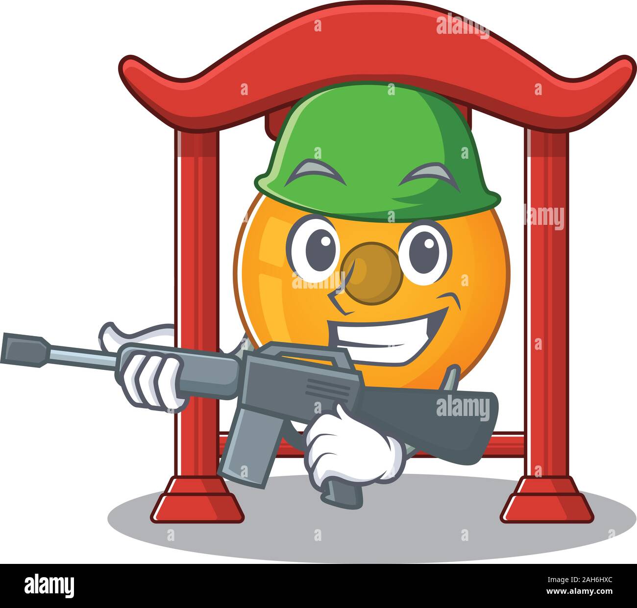 A mascot of chinese gong Scroll Army with machine gun Stock Vector ...