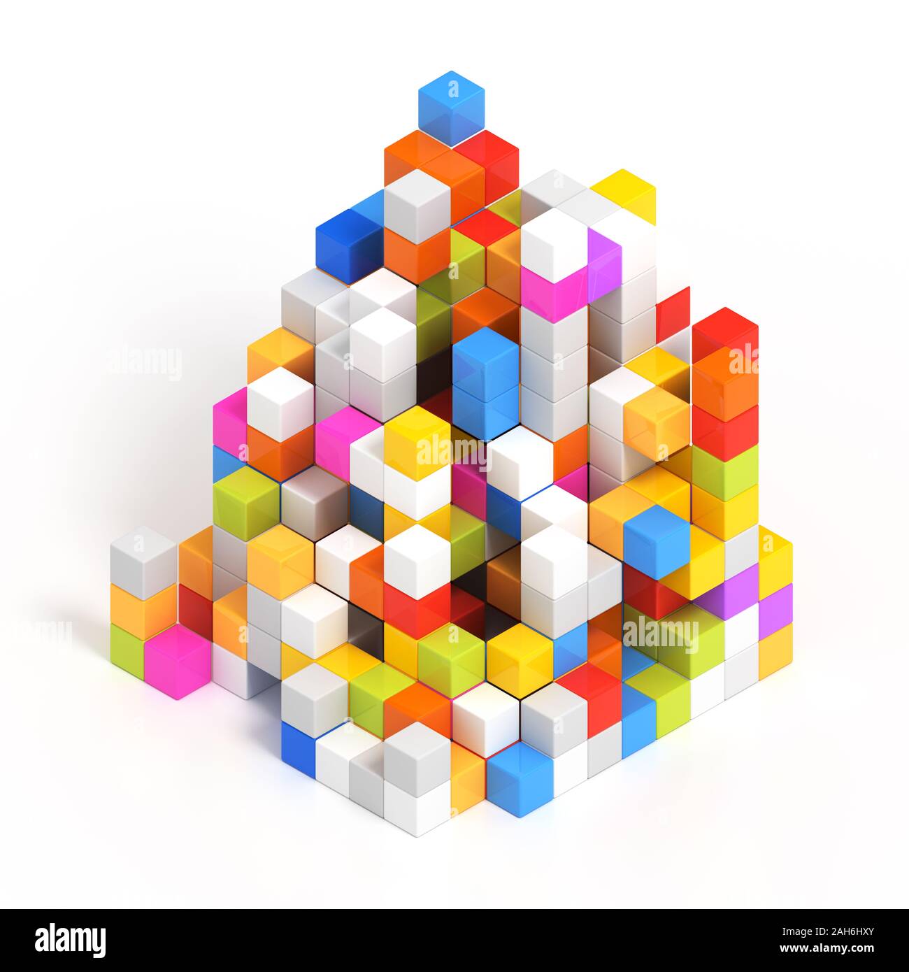 Business concept - 3D multicolor cubes render on white background Stock ...