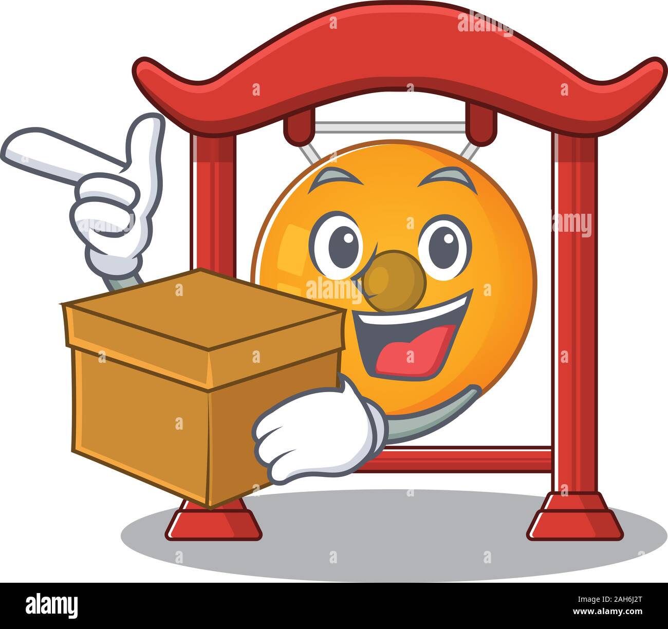 Chinese gong Scroll cartoon character bringing a box Stock Vector Image ...