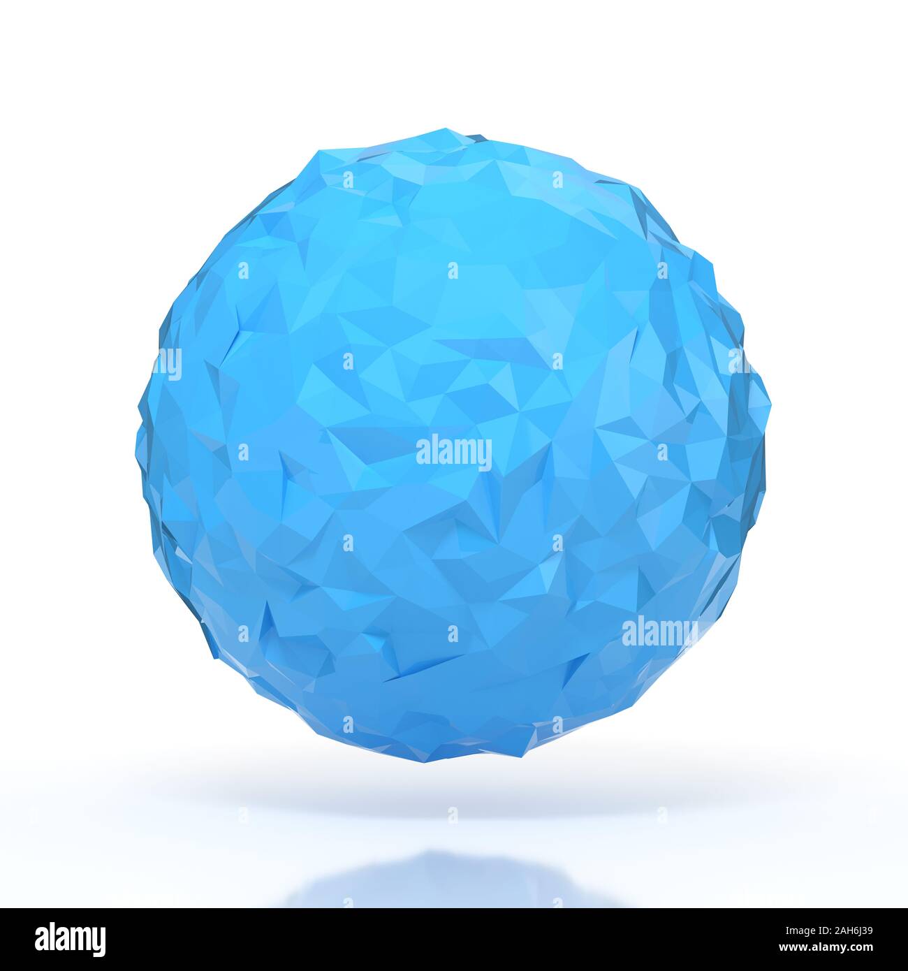 Blue triangular 3D sphere on white isolated with clipping path Stock ...