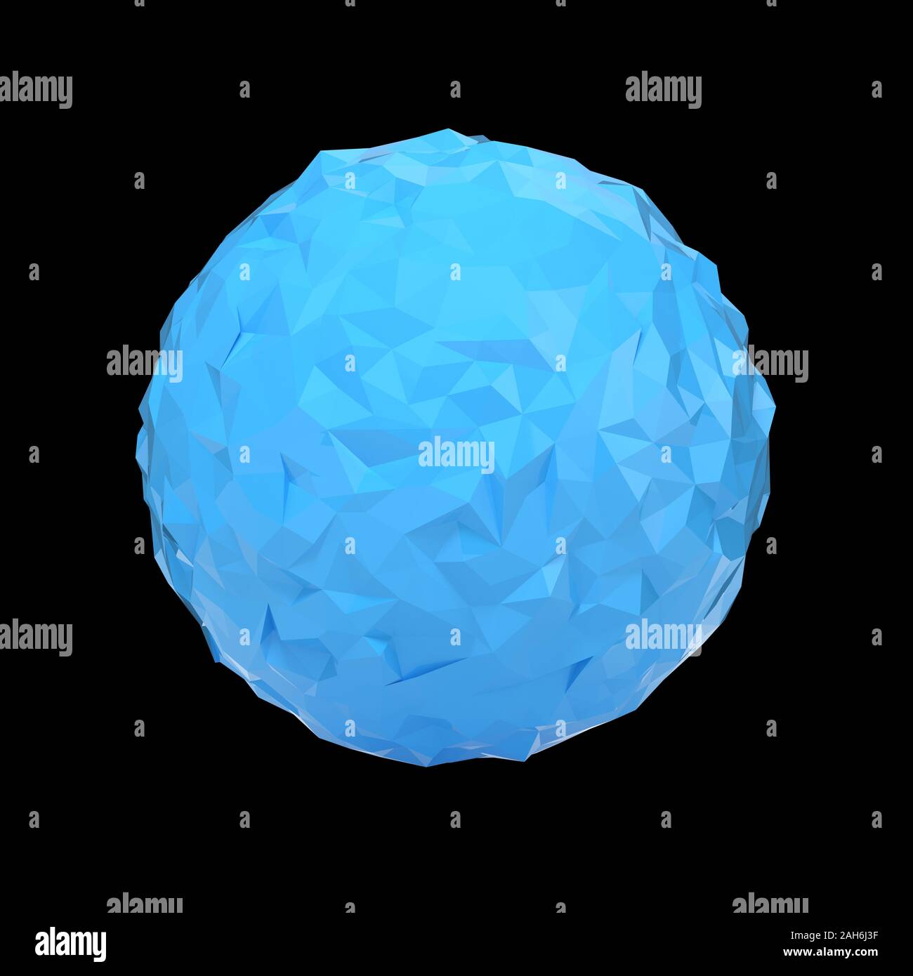 Blue triangular 3D sphere on black isolated with clipping path Stock ...