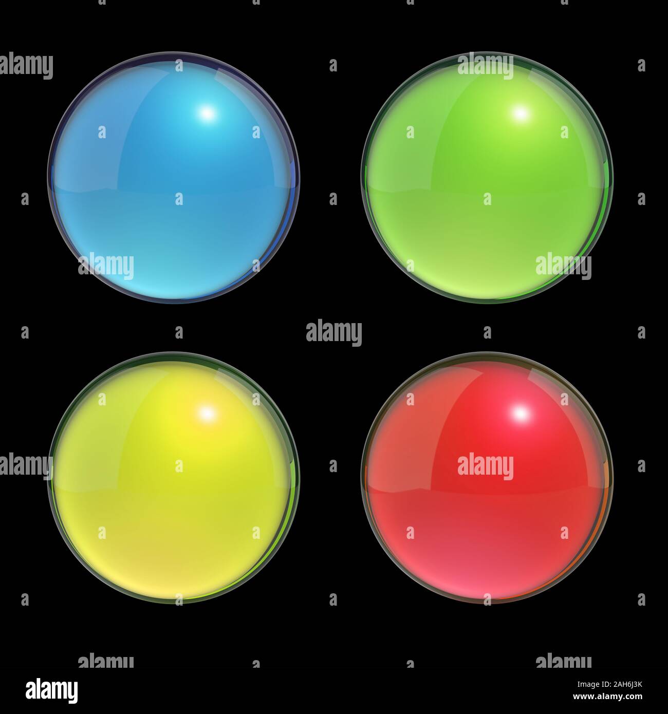 Set of colorful glass 3D buttons isolated with clipping path Stock ...