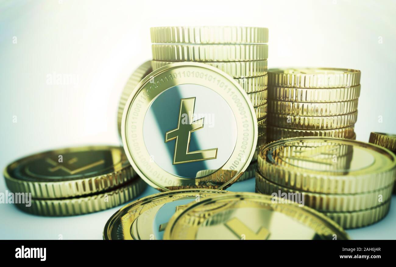 Gold litecoin coin icon hi-res stock photography and images - Alamy