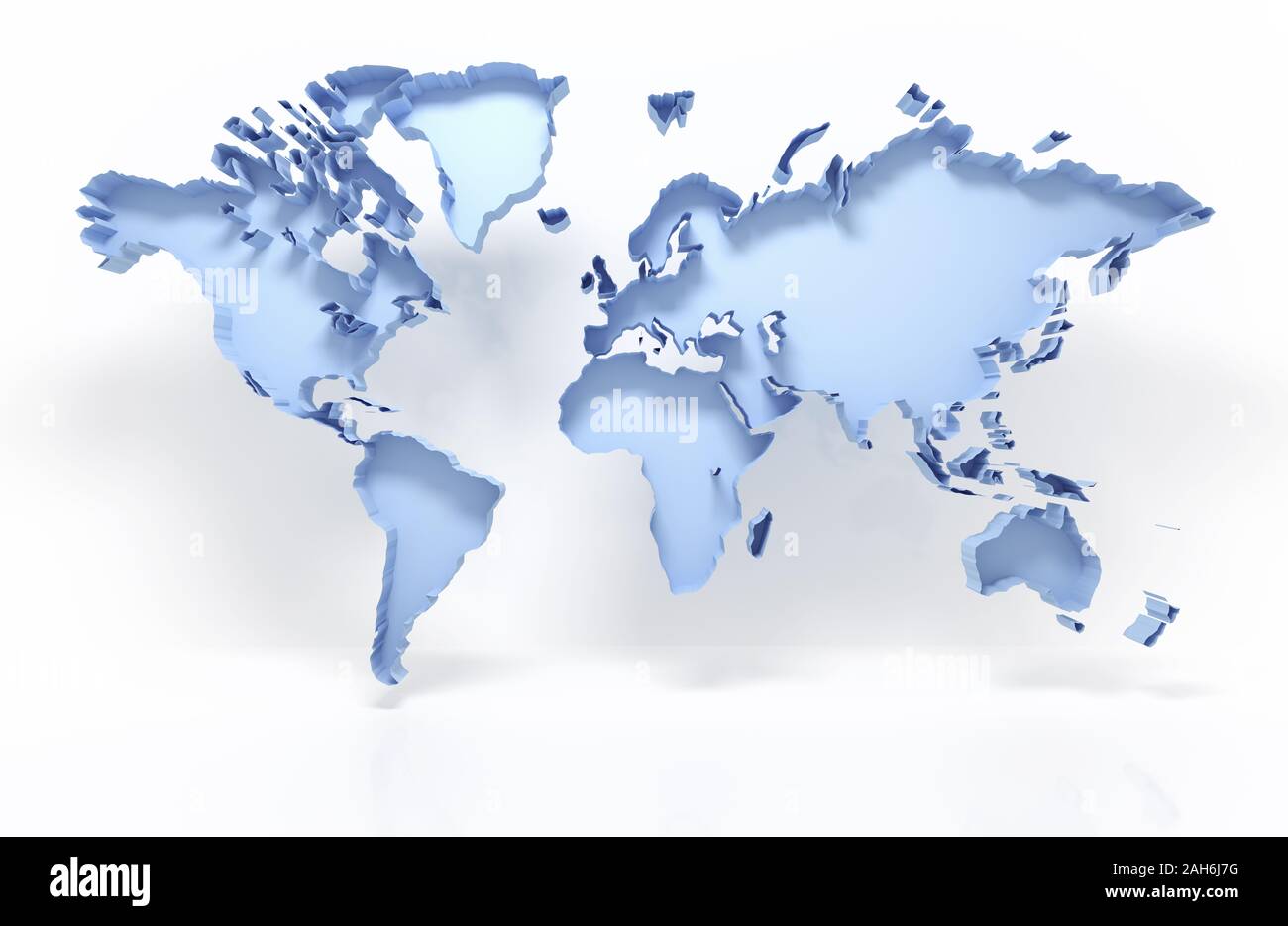 3D world map isolated on white with clipping path Stock Photo - Alamy