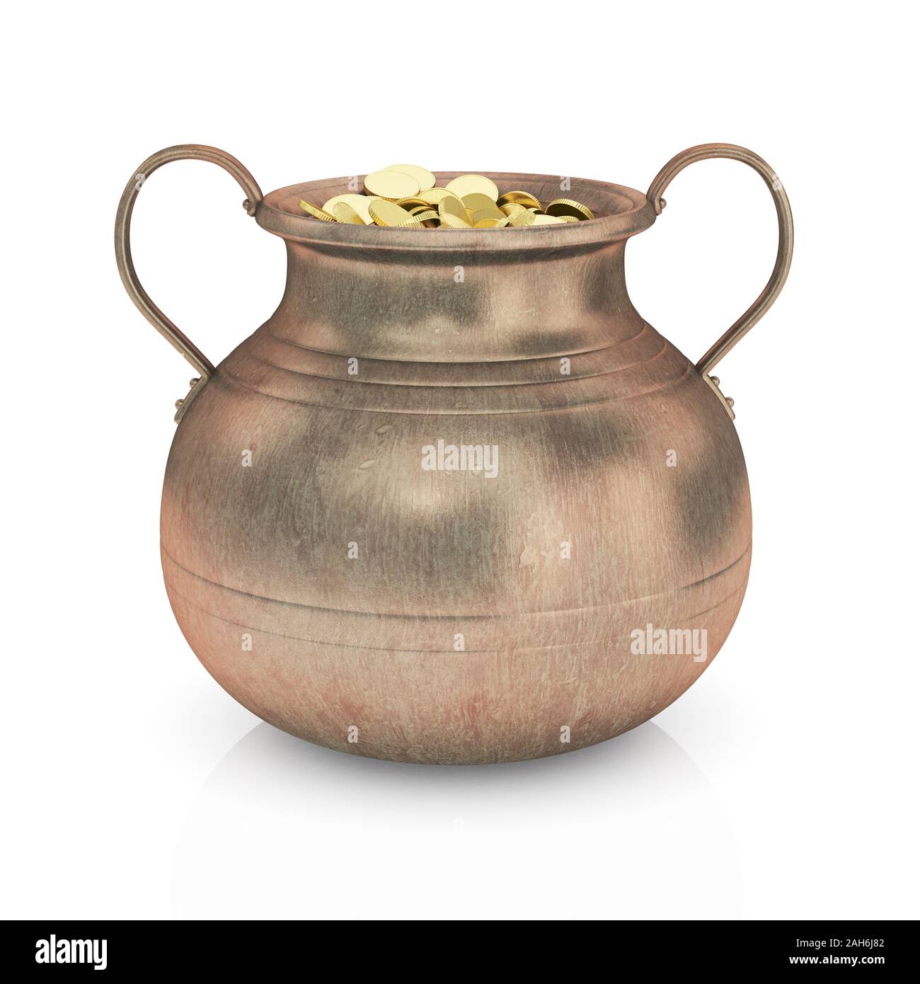 Golden coins in pot - 3D render isolated with clipping path Stock Photo ...