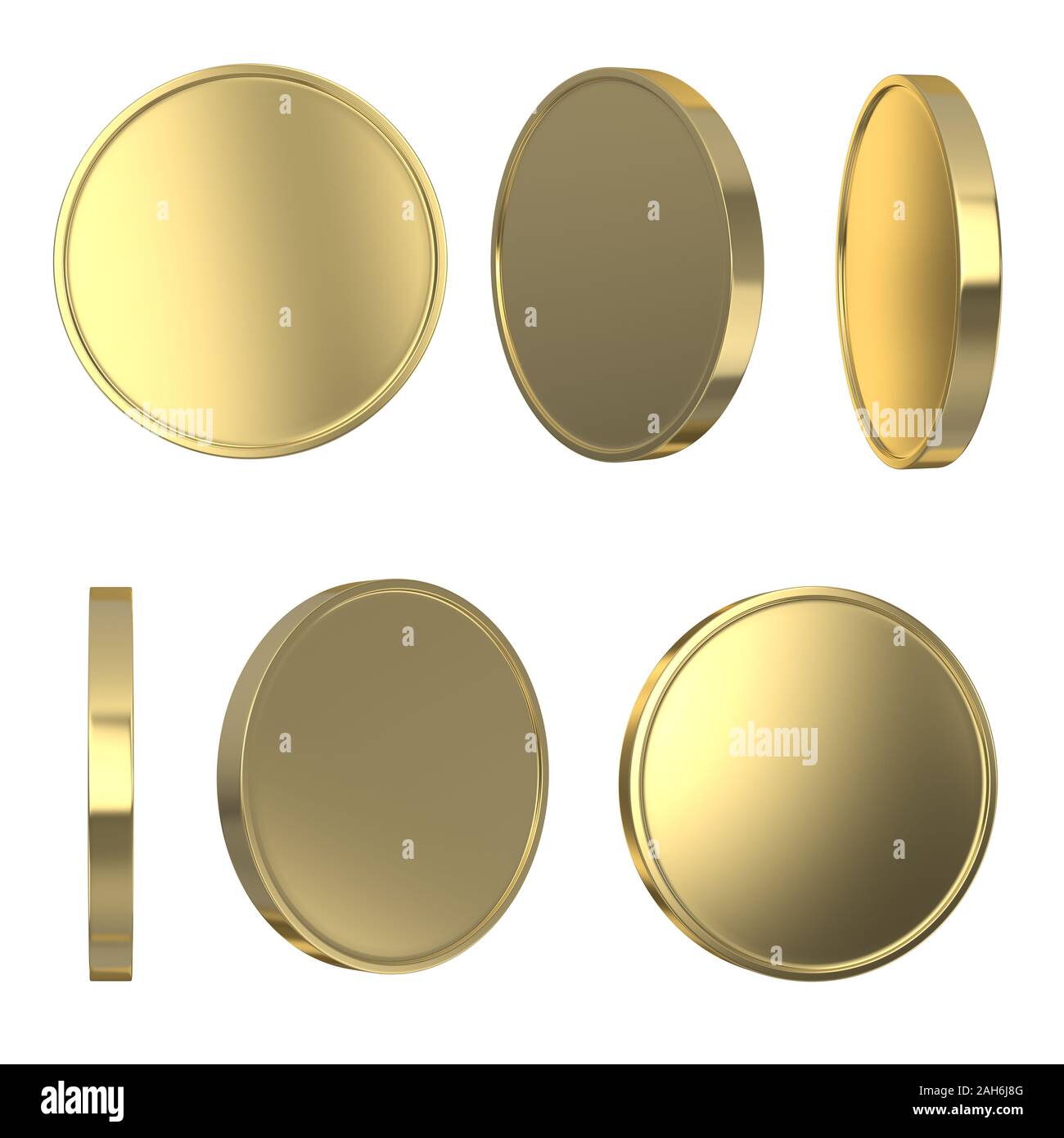 Golden blank coins isolated on white with clipping path Stock Photo - Alamy
