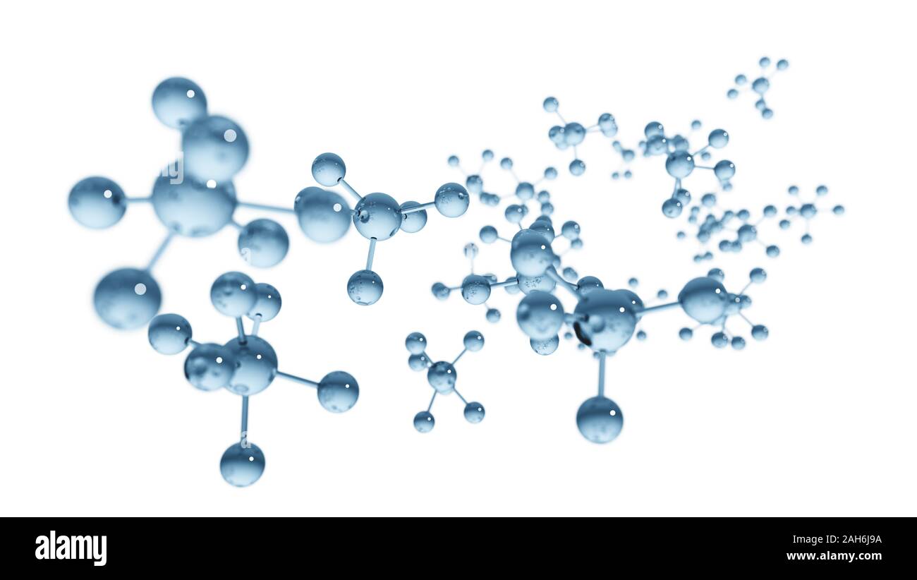 Blue molecule structure 3D illustration Stock Photo - Alamy