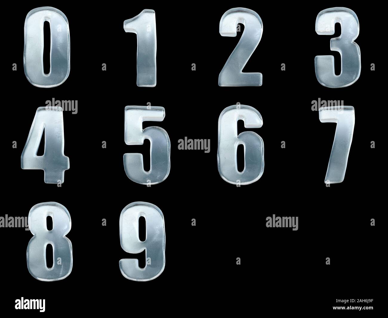 Iced numbers isolated with clipping path Stock Photo - Alamy