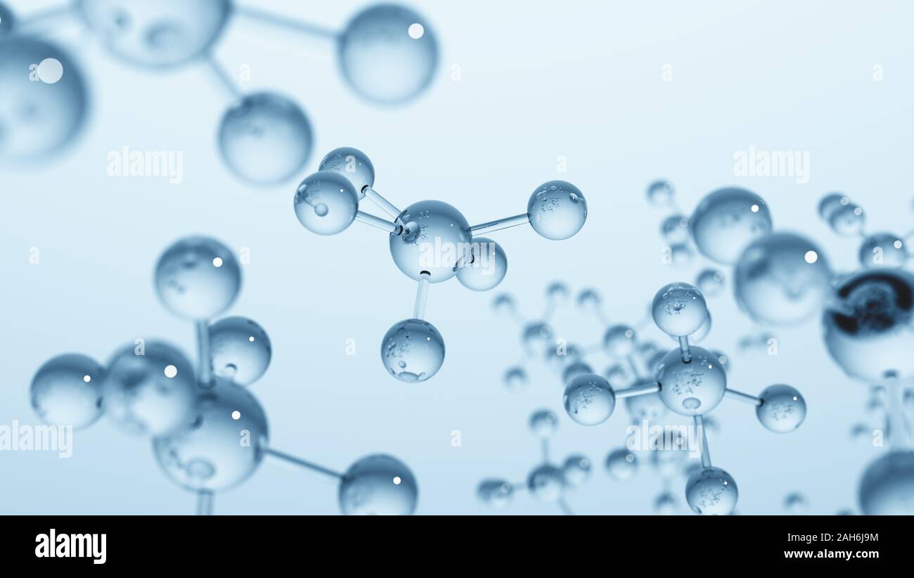 Blue molecule structure 3D illustration Stock Photo - Alamy