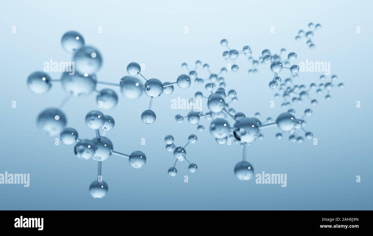 Blue molecule structure 3D illustration Stock Photo - Alamy