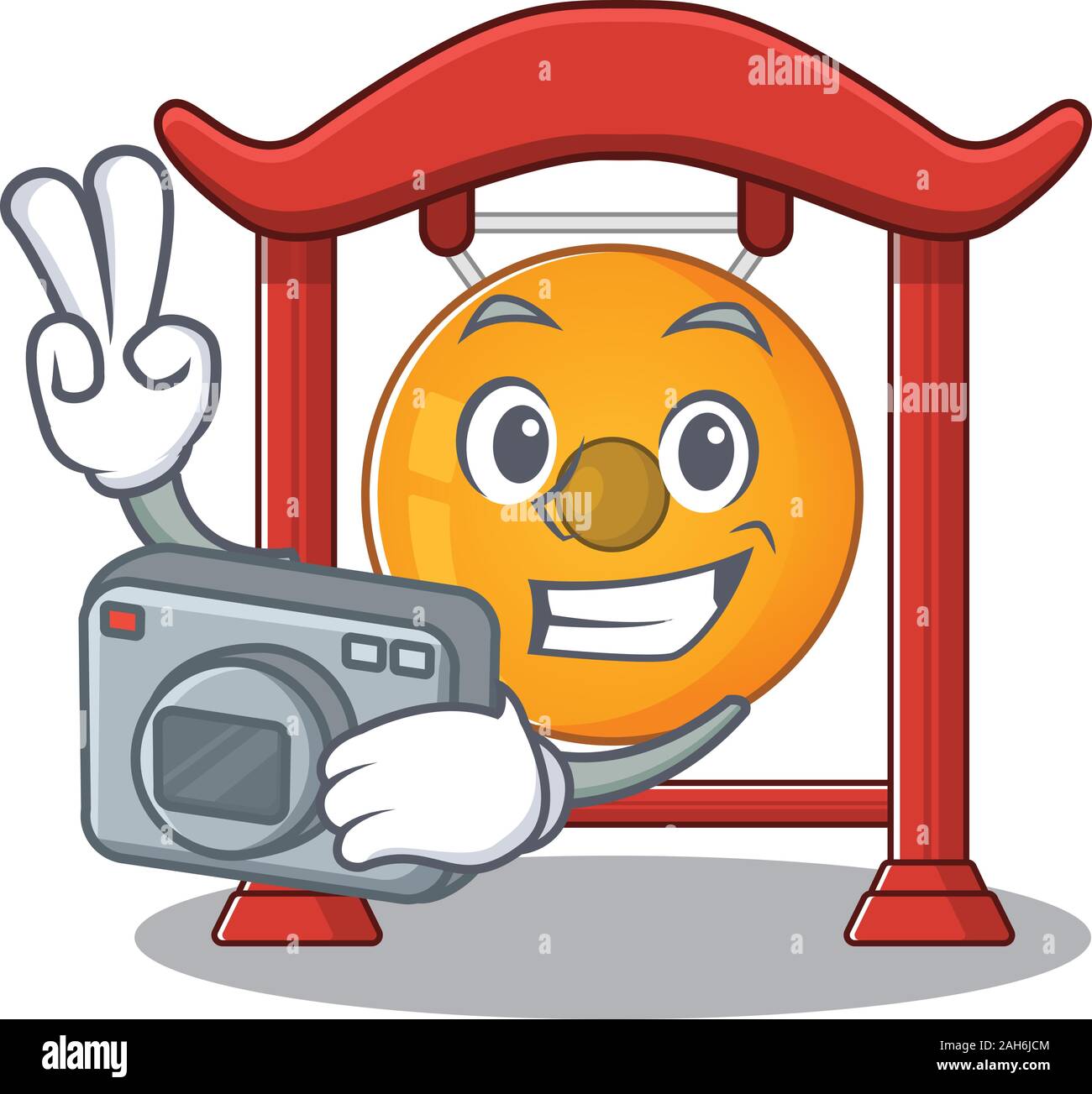 a professional Photographer chinese gong Scroll mascot style with a ...