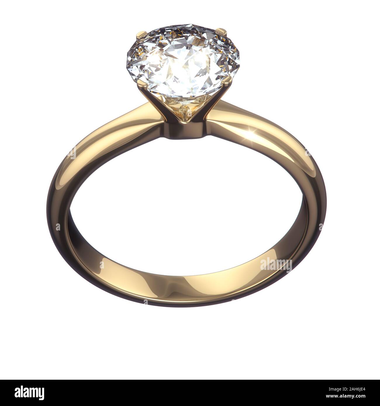 Luxury golden ring with big diamond - isolated with clipping path Stock ...