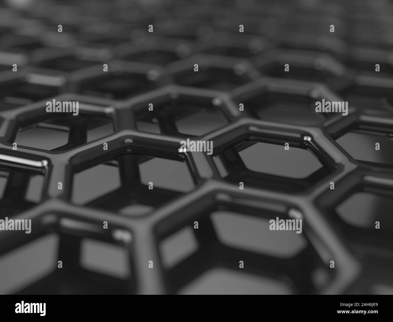 Abstract dark background - hexagonal carbon structure 3D render Stock ...