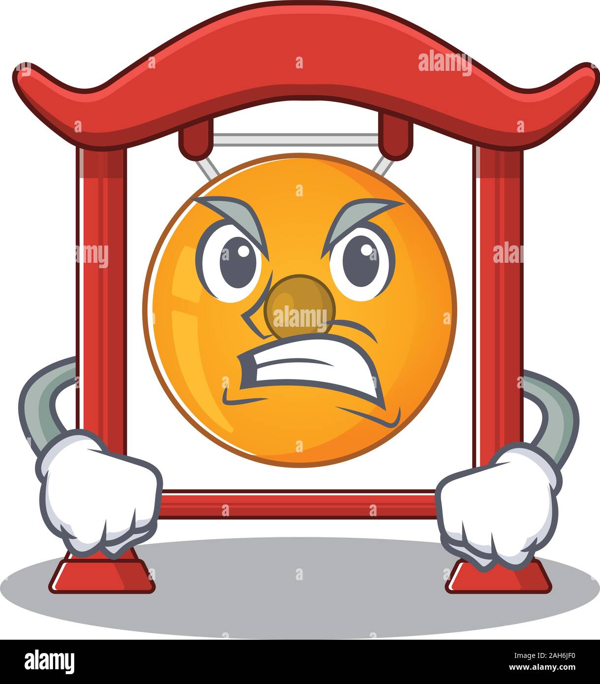 angry face chinese gong Scroll cartoon character design Stock Vector ...