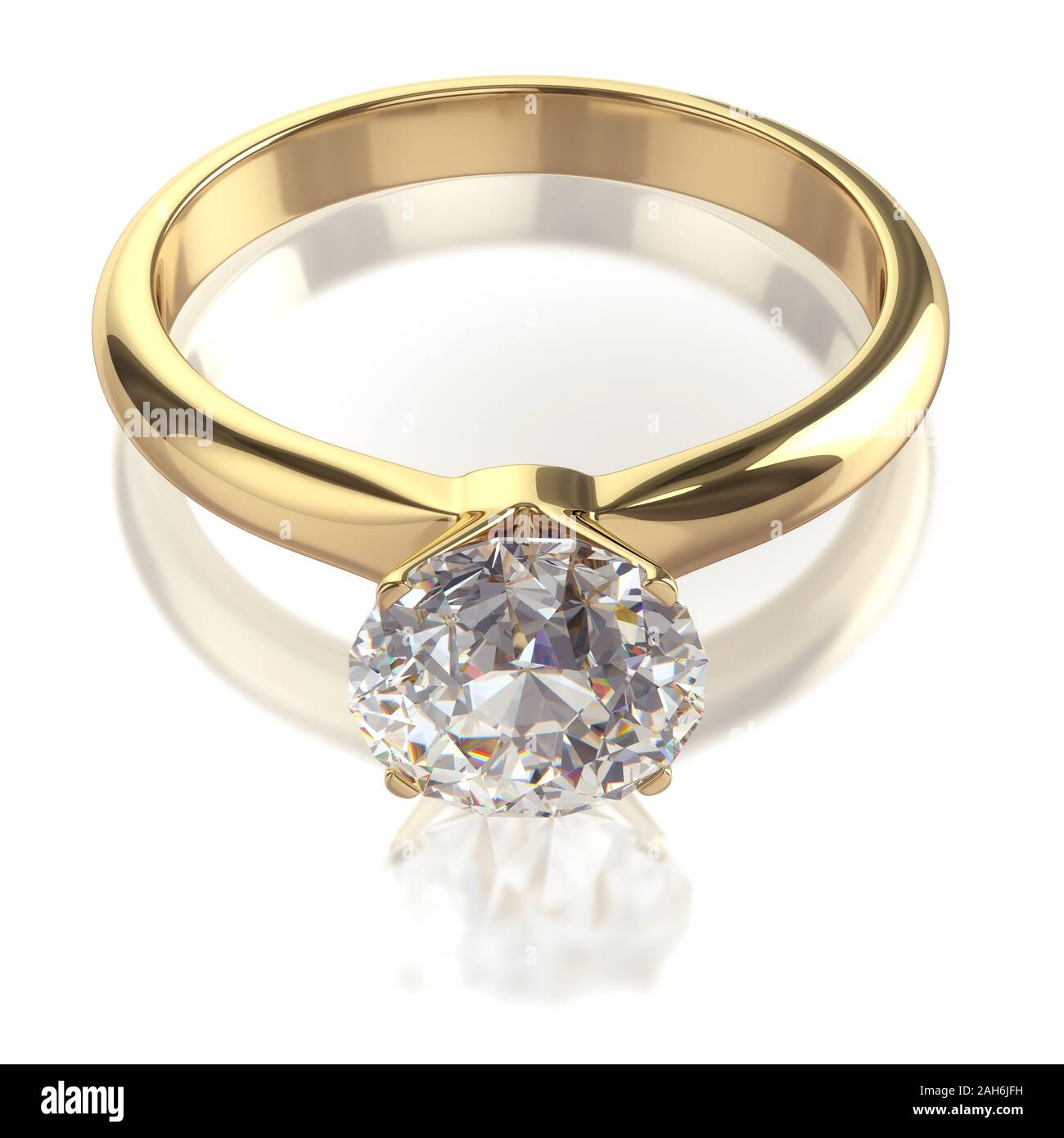 Luxury golden ring with big diamond - isolated with clipping path Stock ...
